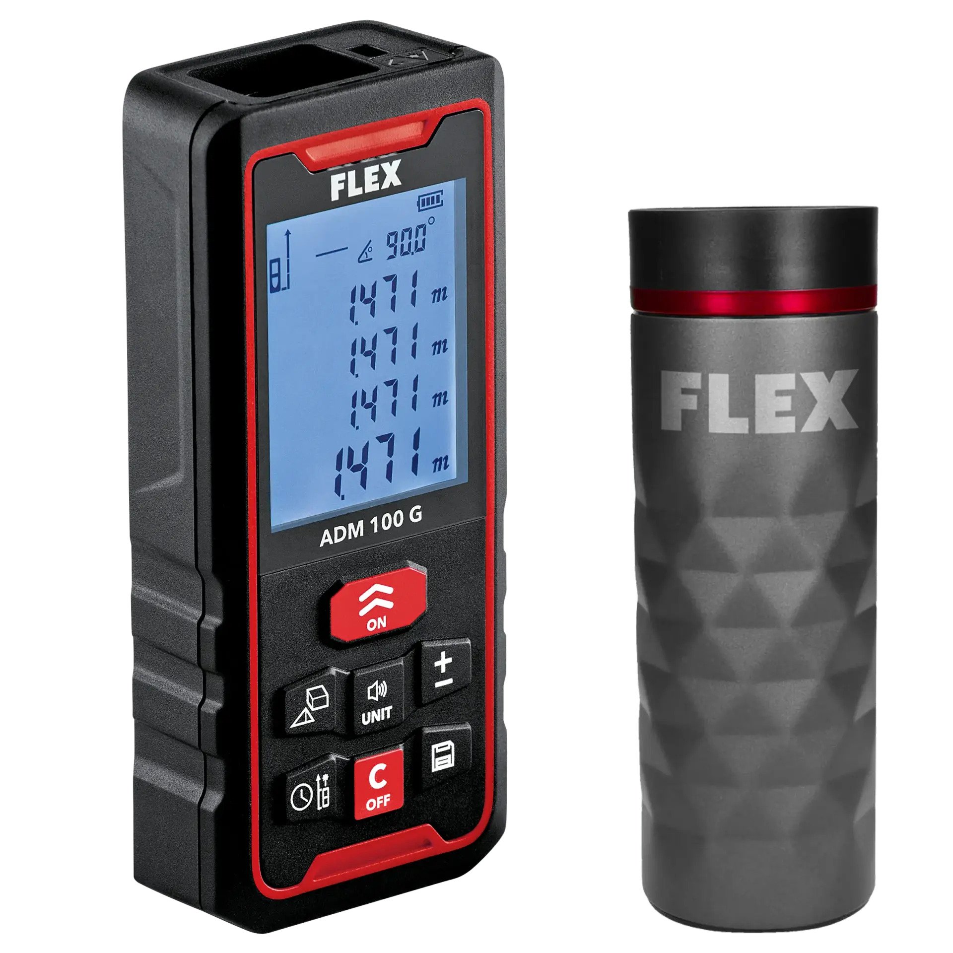 Flex-tools 532029 ADM 100 G Laser Distance Meter 100 meters + Thermo cup