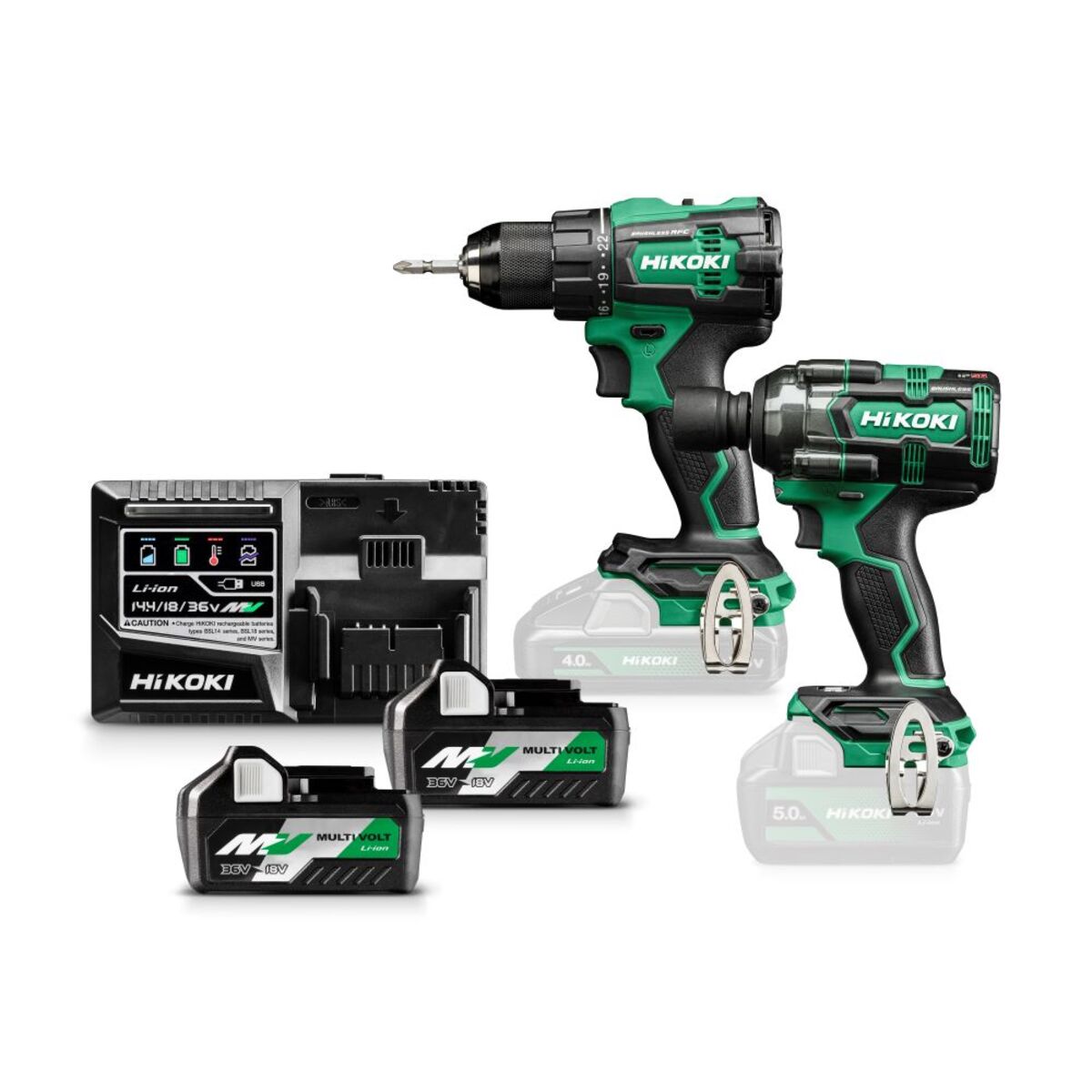 HiKOKI KC18DEWJZ Combo Set - DS18DE Cordless Drill + WR18DH Cordless ...