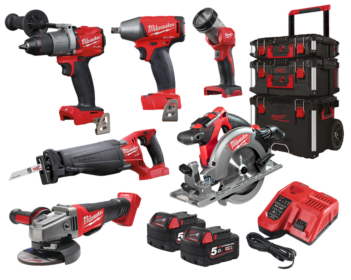 Milwaukee M18 FPP6H2-502B Packout Powerpack 6 Machines 18V 5.0Ah ...