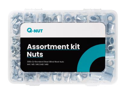 Q-Nut QNUTASSORTI Blind rivet nuts set steel knurled 345 pieces