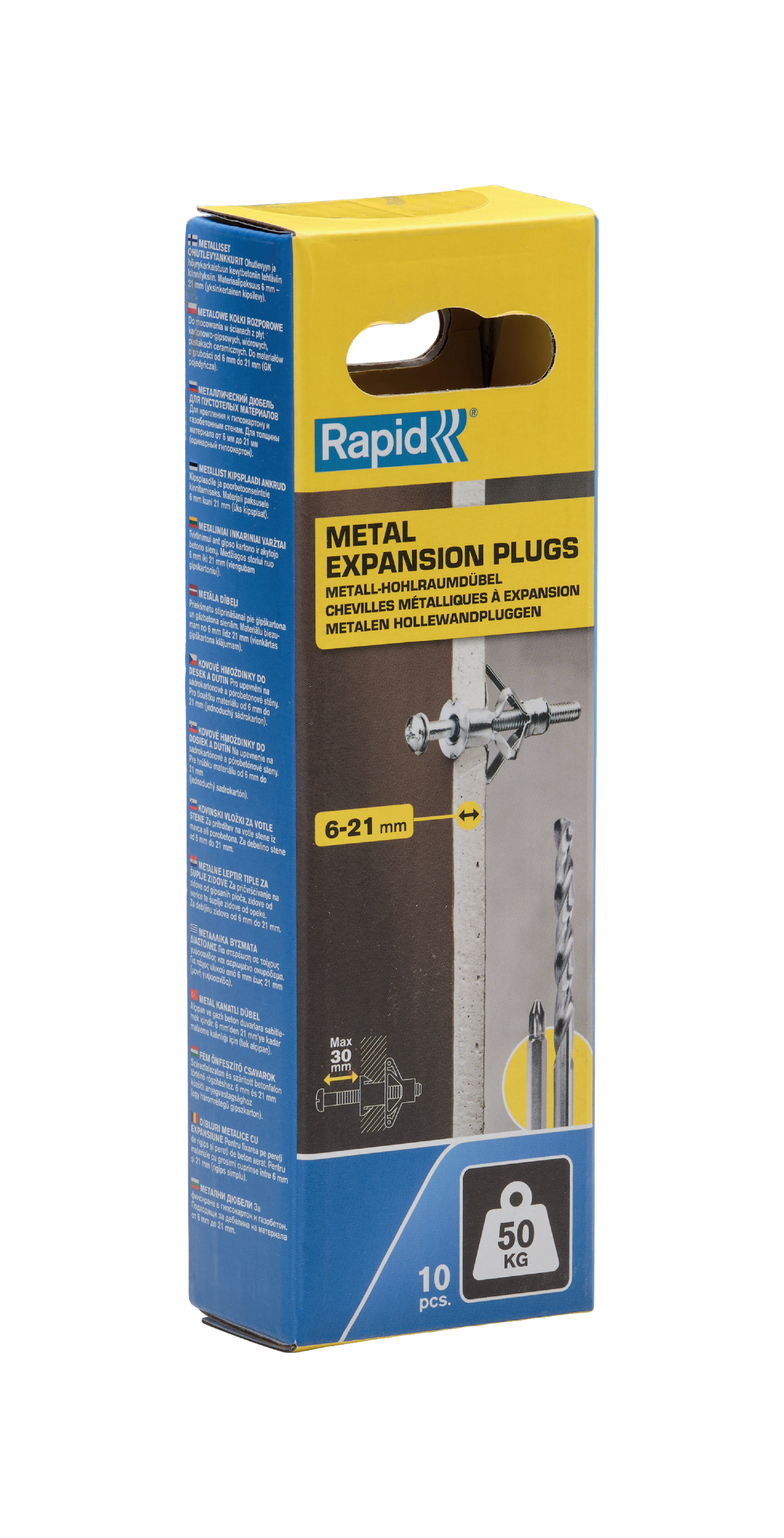 Rapid 5001553 Hollow wall plug for 6-21 mm plate thickness, 50 kg load ...